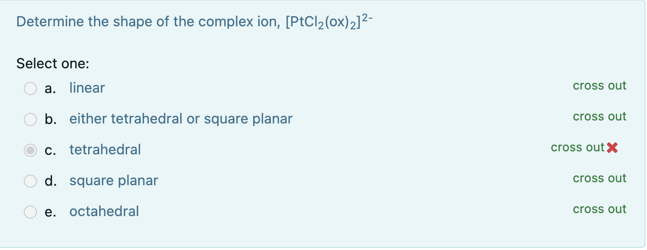 Solved Determine the shape of the complex ion, | Chegg.com