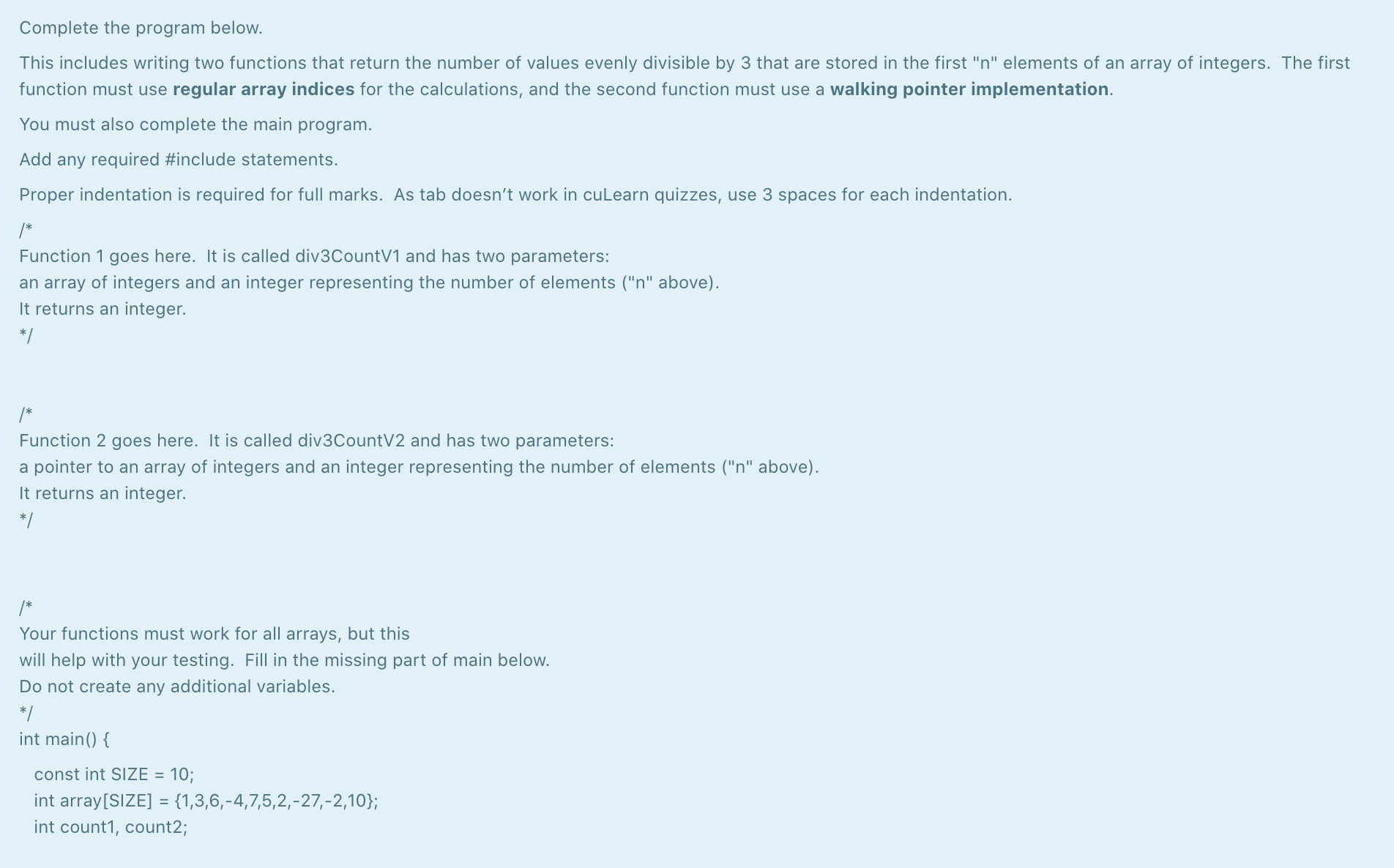 Solved Complete the program below. This includes writing two | Chegg.com