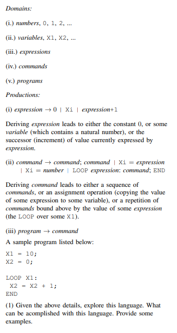 Solved Consider A Theoretical Programming Language Loop That