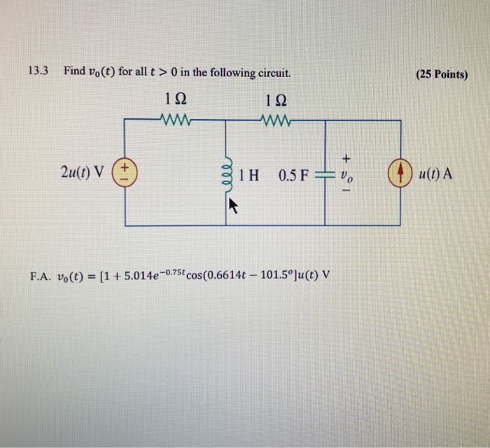 Solved Find vo(t) for all t > 0 in the following circuit. 1Ω | Chegg.com