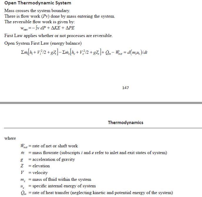 Solved Open Thermodynamic System Mass crosses the system | Chegg.com