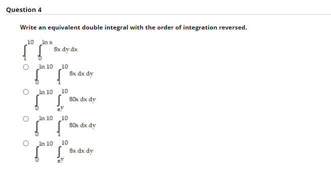 Solved Write an equivalent double integral with the order of | Chegg.com