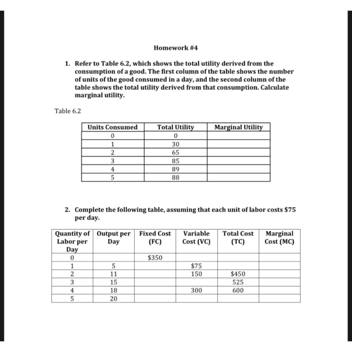 Solved Homework #4 1. Refer to Table 6.2, which shows the | Chegg.com
