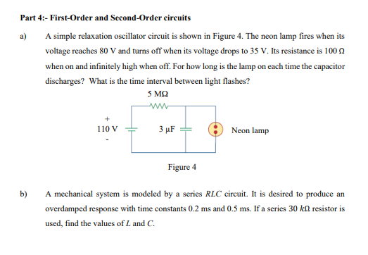 Solved Part 4:- First-Order and Second-Order circuits A | Chegg.com