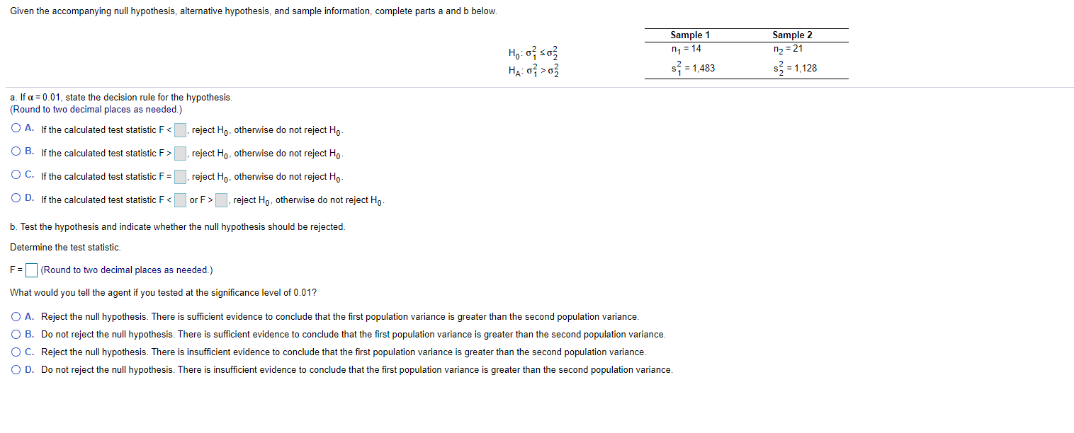 Solved Given the accompanying null hypothesis, alternative | Chegg.com