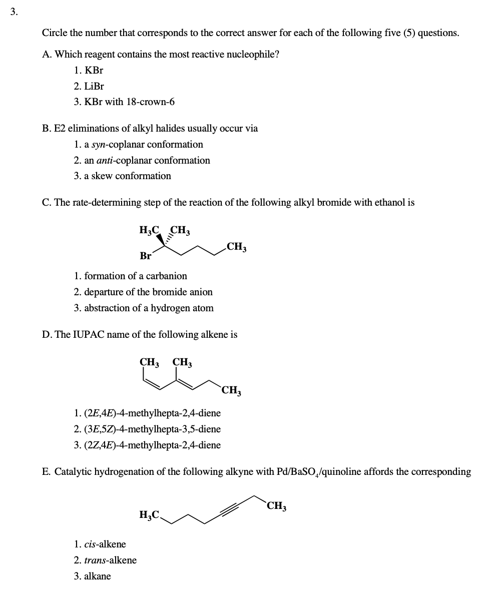 Solved Circle the number that corresponds to the correct | Chegg.com