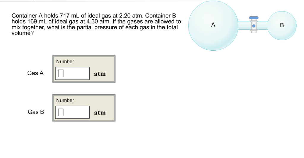 Solved Container A holds 717 mL of ideal gas at 2.20 atm. | Chegg.com