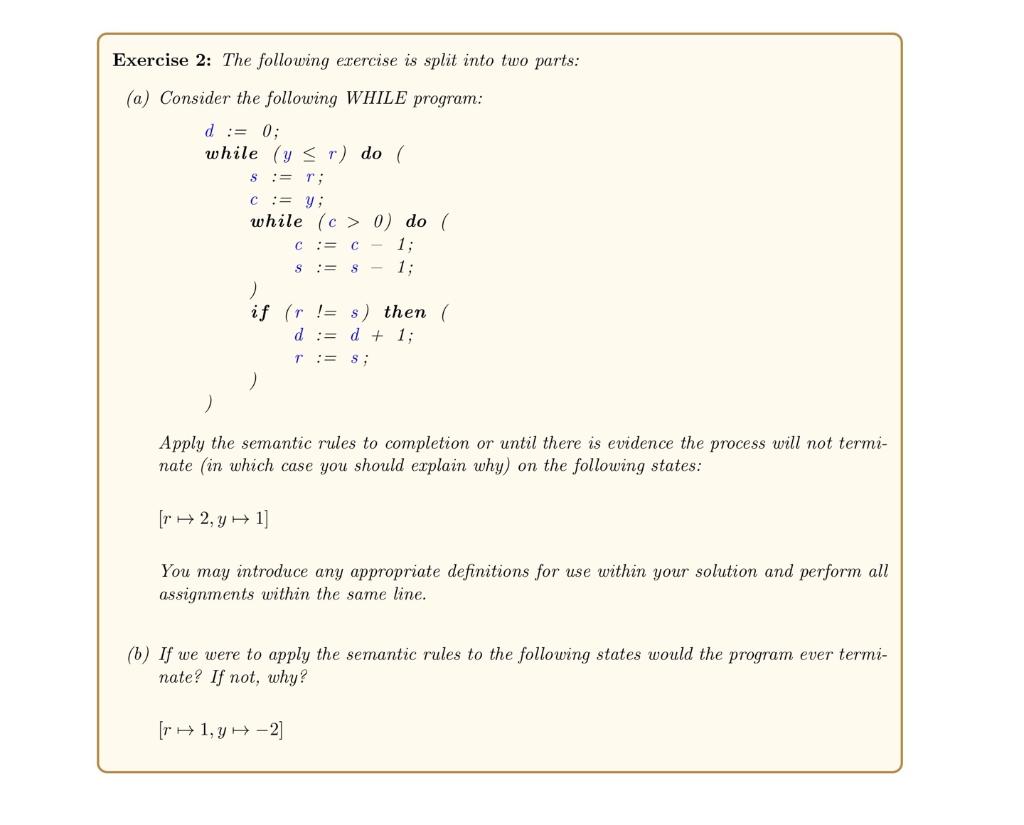 Solved Exercise 2: The following exercise is split into two | Chegg.com