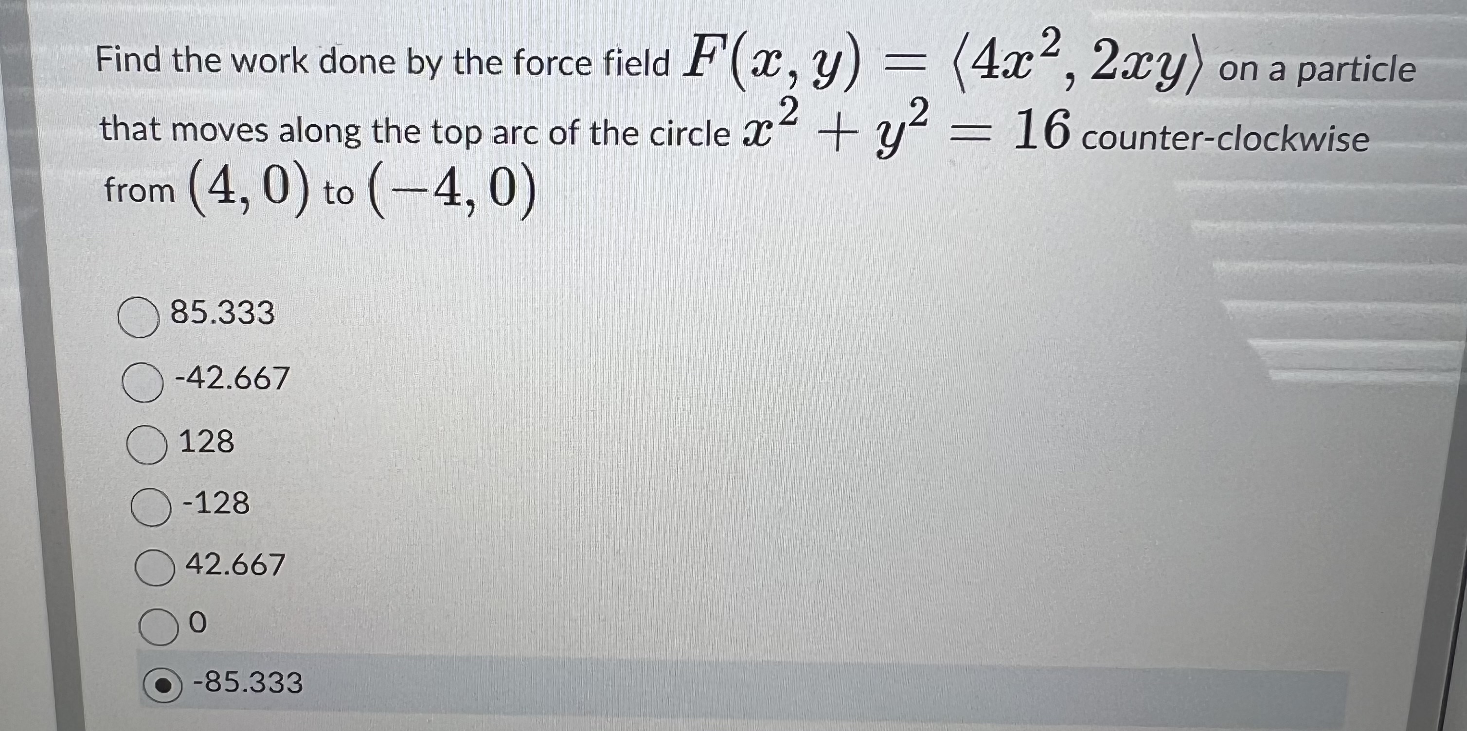 Solved Find the work done by the force field | Chegg.com