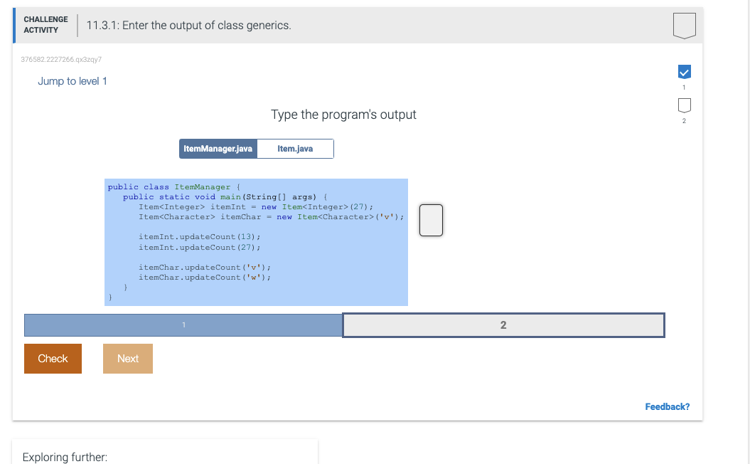 CHALLENGE ACTIVITY 11.3.1: Enter the output of class | Chegg.com