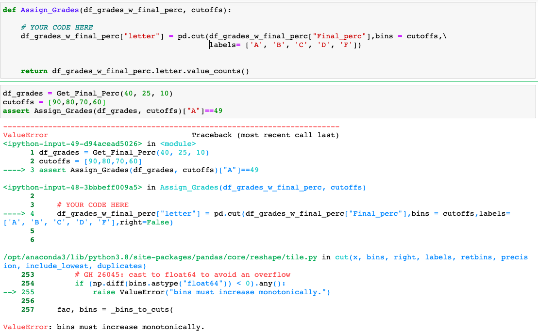 Solved def Assign_Grades (df_grades_w_final_perc, cutoffs): | Chegg.com