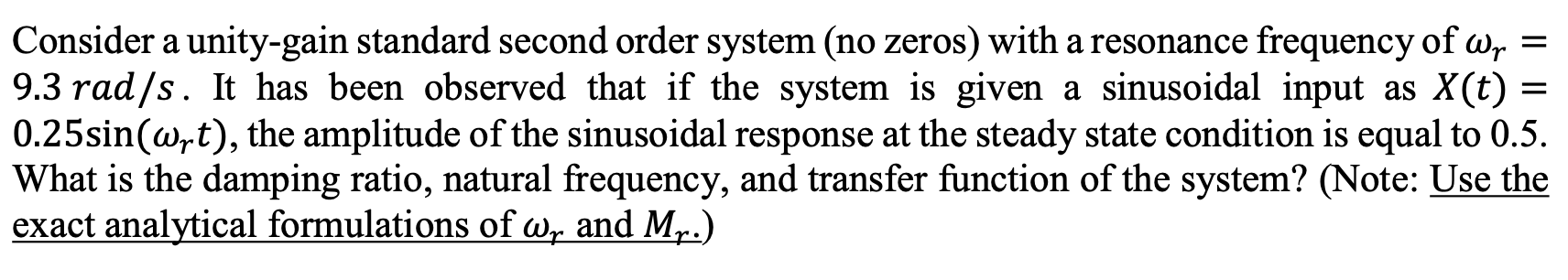 Consider a unity-gain standard second order system | Chegg.com