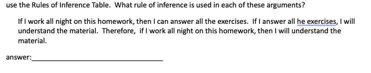 Solved use the Rules of Inference Table. What rule of | Chegg.com