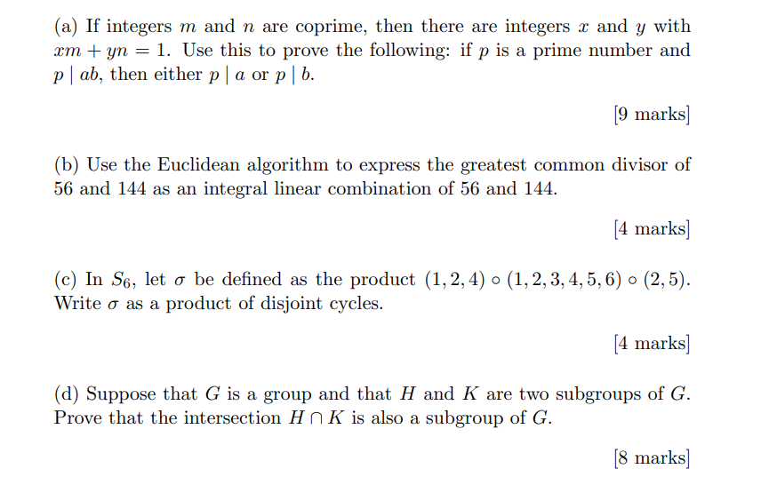 Solved (a) If integers m and n are coprime, then there are | Chegg.com
