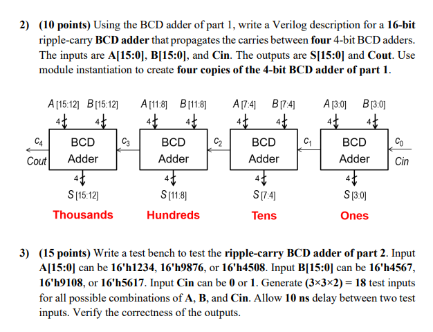 A BCD adder is capable of adding two BCD digits. It | Chegg.com