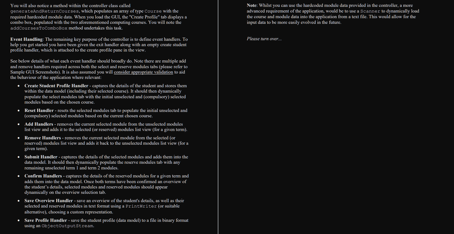 JavaFX Module Selection Tool GUI Objectives The | Chegg.com