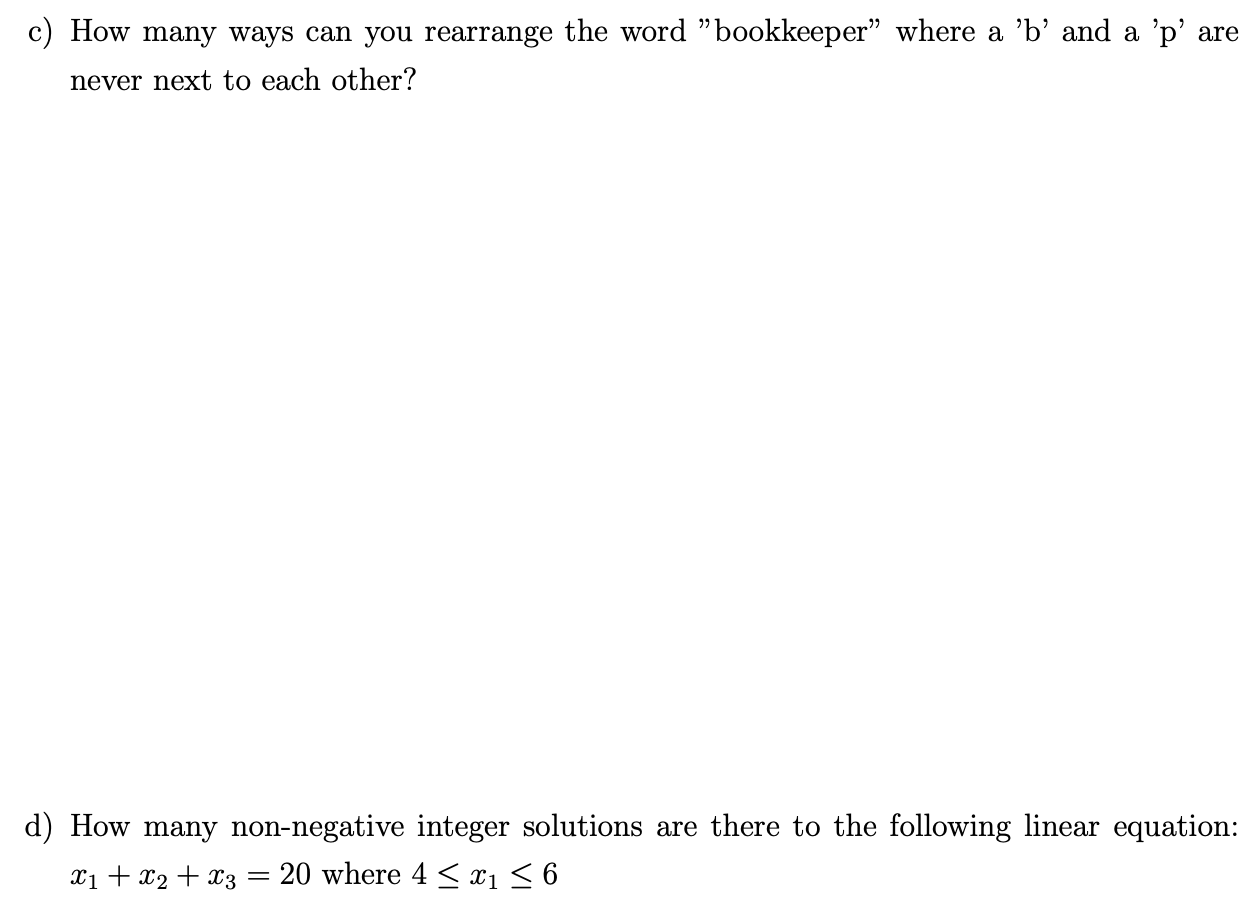 Solved 1 Counting Please show your work for all problems and | Chegg.com