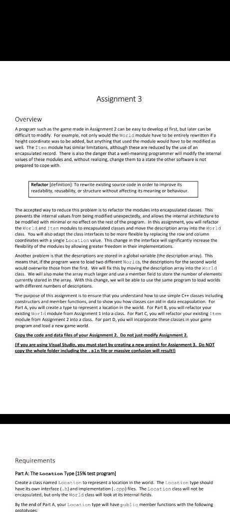 Assignment 3 Overview A program such as the game made | Chegg.com