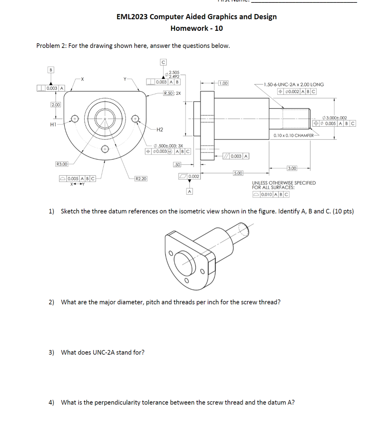 EML2023 Computer Aided Graphics and Design Homework - | Chegg.com