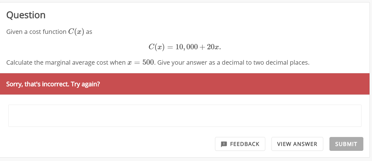 Solved Question Given a cost function C(x) as C(x) = 10,000+ | Chegg.com