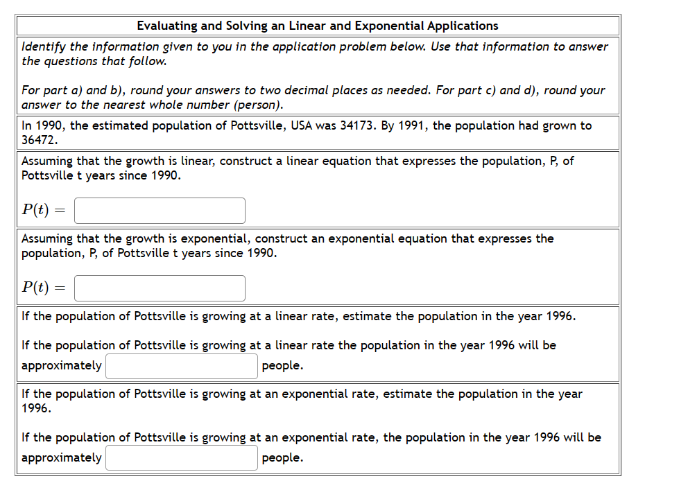 Solved Evaluating and Solving an Linear and Exponential | Chegg.com