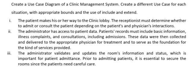 Solved Create a Use Case Diagram of a Clinic Management | Chegg.com