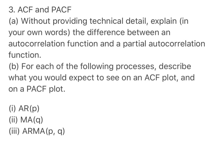 Solved 3. ACF and PACF (a) Without providing technical | Chegg.com