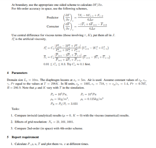 1 Shock Tube or Riemann Problem The shock tube | Chegg.com