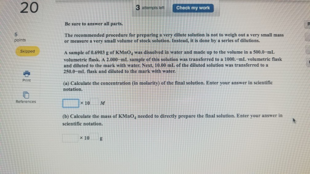 Solved 20 3 attempts left Check my work Be sure to answer | Chegg.com