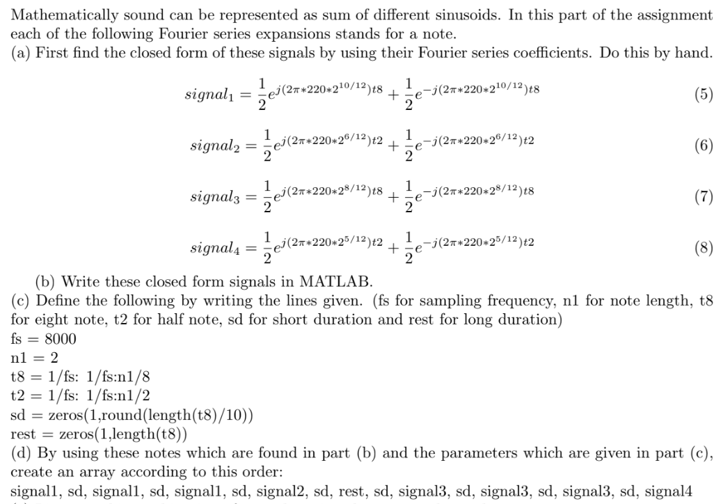 Solved Mathematically sound can be represented as sum of | Chegg.com