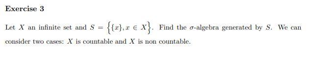 Solved Let X an infinite set and S={{x},x∈X}. Find the | Chegg.com