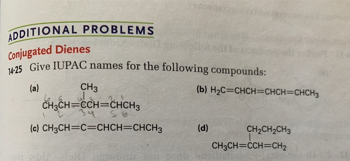Solved ADDITIONAL PROBLEMS Conjugated Dienes Give IUPAC | Chegg.com