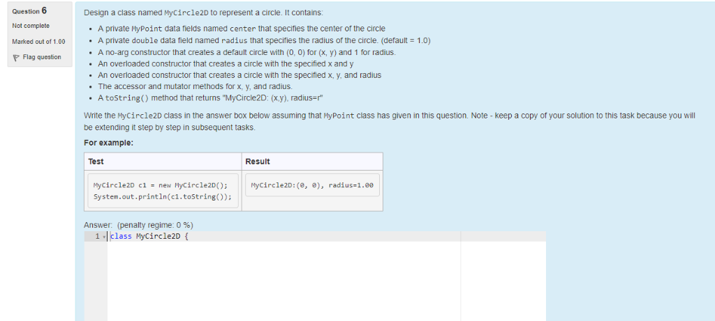 Solved Java Code Using the template below: class MyCircle2D | Chegg.com