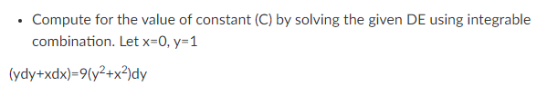 Solved • Compute for the value of constant (C) by solving | Chegg.com