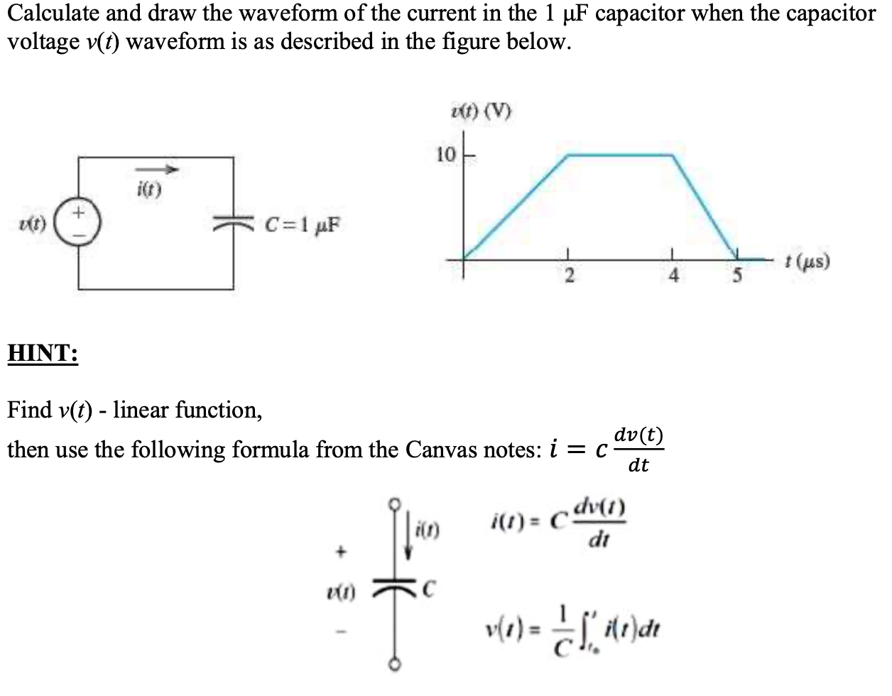 Solved Calculate and draw the waveform of the current in the | Chegg.com