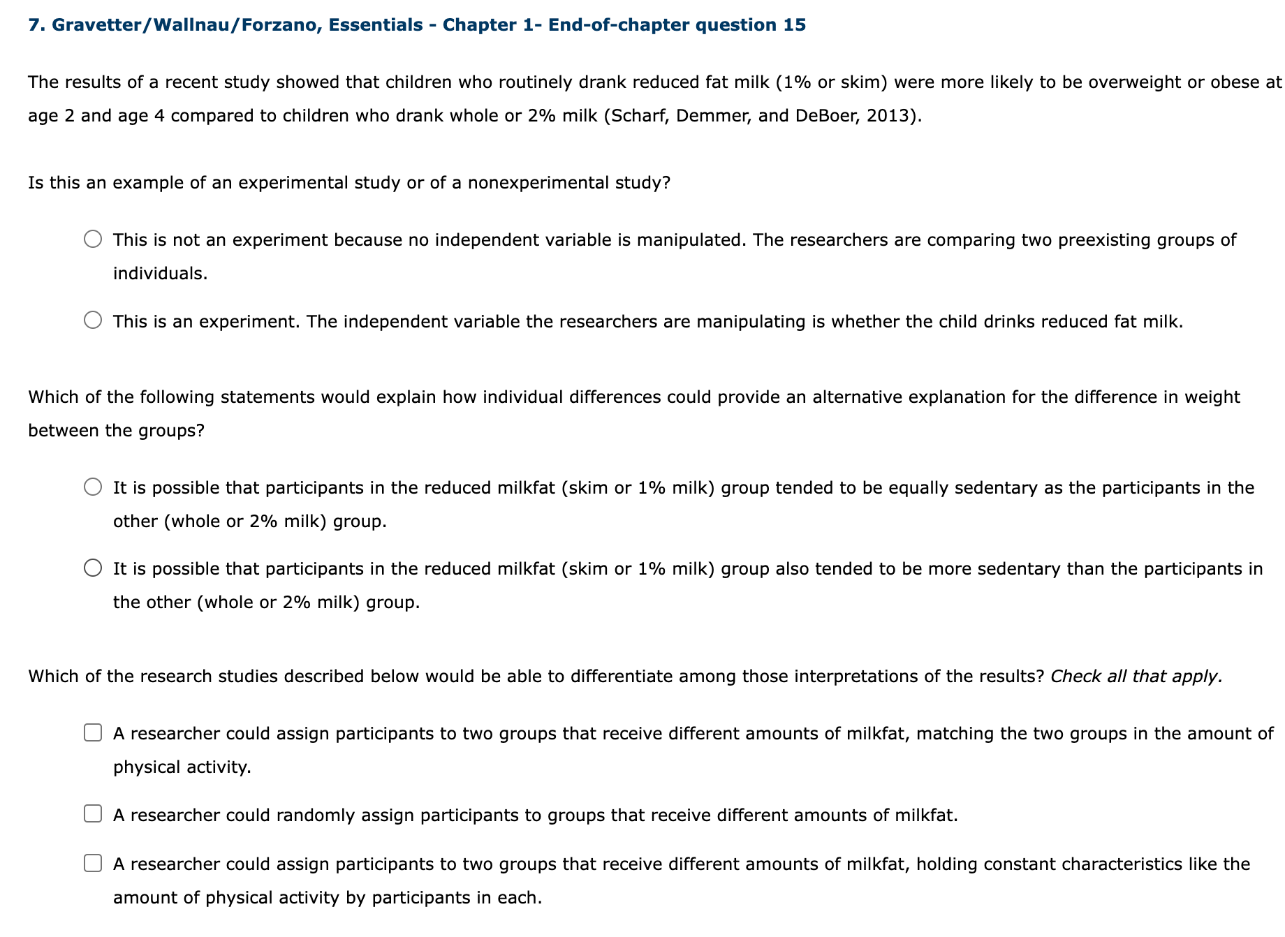 7. Gravetter/Wallnau/Forzano, Essentials - Chapter 1- | Chegg.com