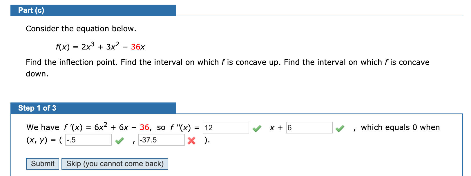 Solved Part (c) Consider the equation below. f(x) = 2x3 + | Chegg.com