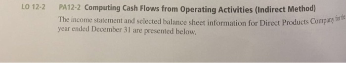 Solved PA12-2 Computing Cash Flows from Operating Activities | Chegg.com