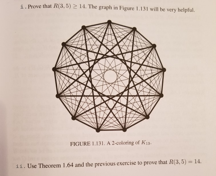 Solved i Prove that R(3,5) > 14. The graph in Figure 1.131 | Chegg.com