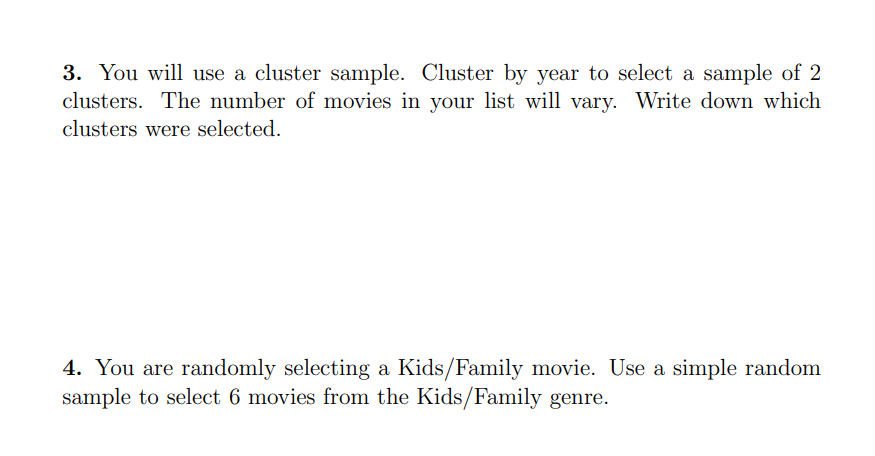 Solved The table below shows popular movies for the years | Chegg.com
