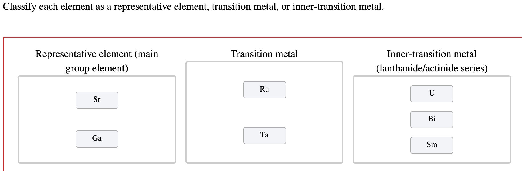 Solved Classify each element as a representative element, | Chegg.com