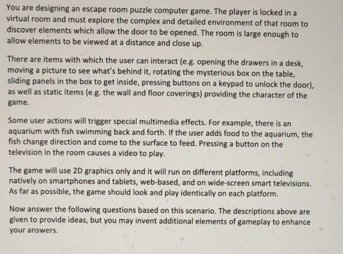 Solved You are designing an escape room puzzle computer | Chegg.com