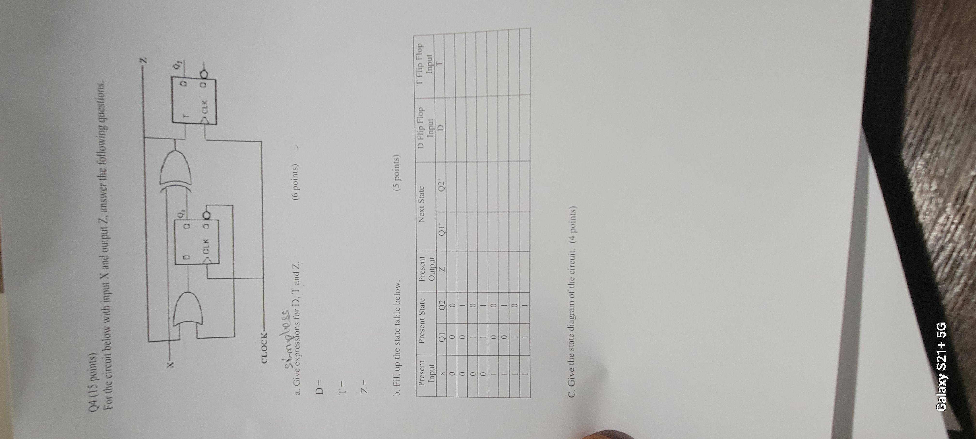 Solved Q4 (15 points) For the circuit bolow with input X and | Chegg.com