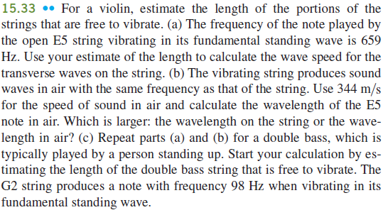Solved 15.33 • ﻿For a violin, estimate the length of the | Chegg.com