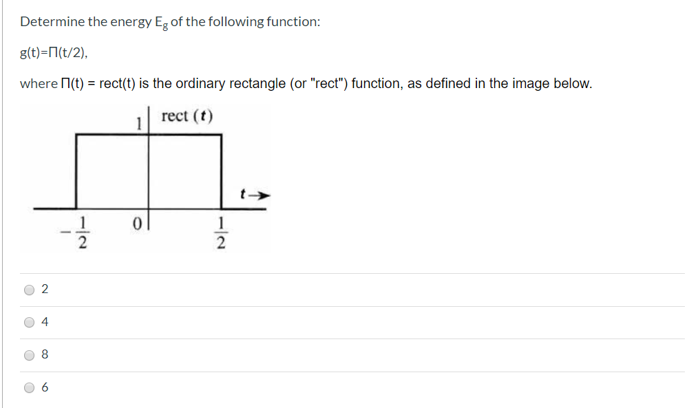 Solved Determine the energy Eg of the following function: | Chegg.com