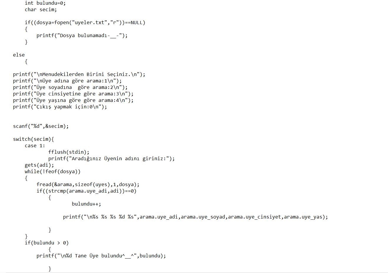 #include struct uyeler char uye_adi [20]; char | Chegg.com