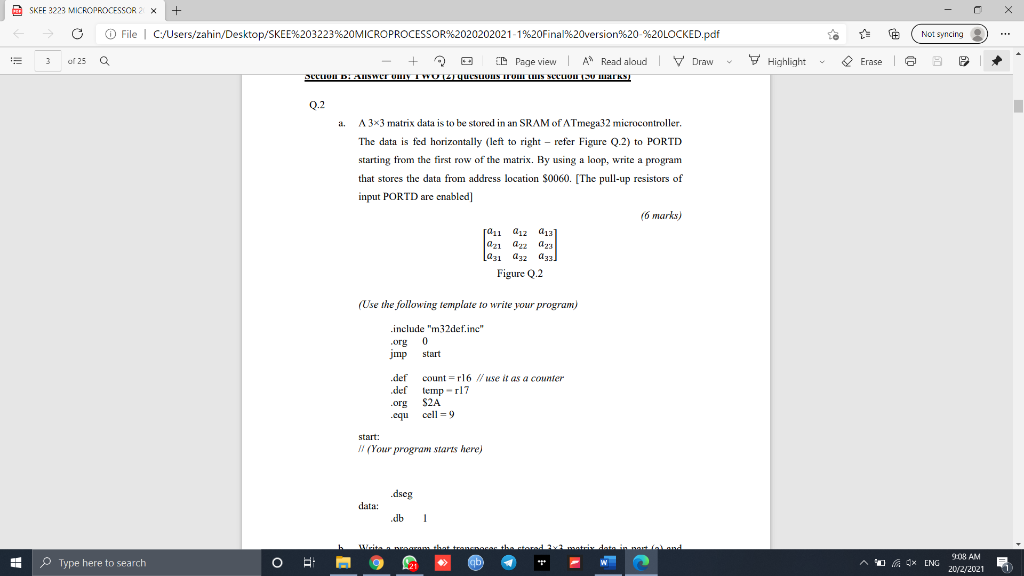 E SKEE 3223 MICROPROCESSOR X + File | Chegg.com