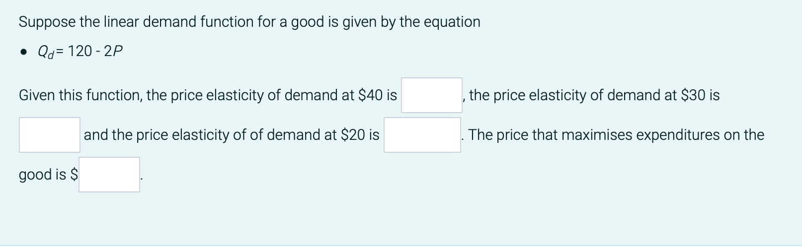 Solved Suppose the linear demand function for a good is | Chegg.com