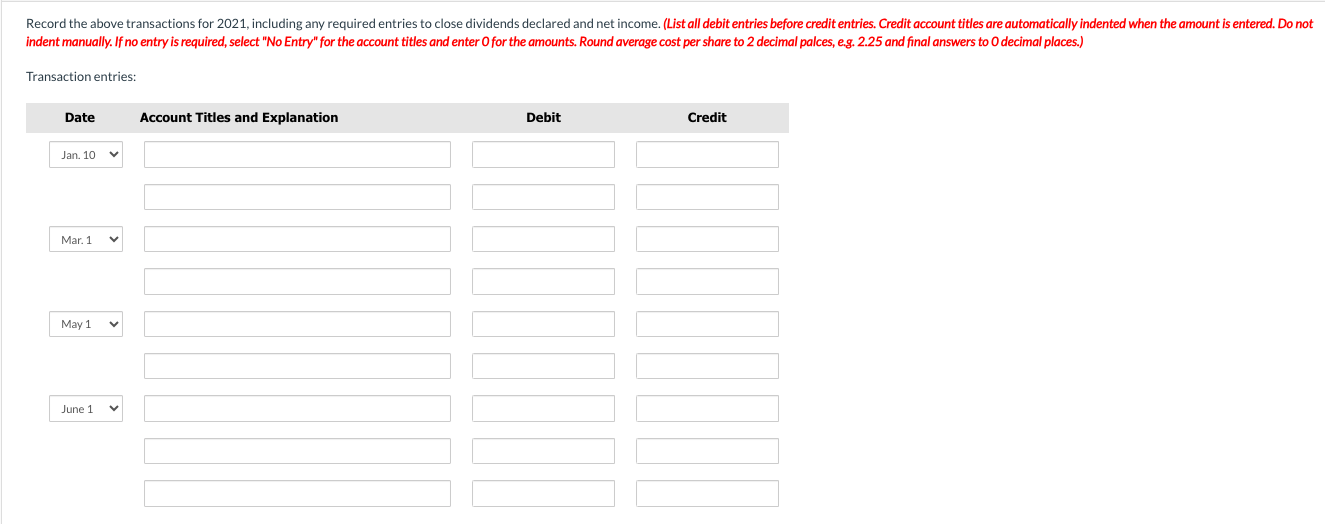 Solved indent manually. If no entry is required, select "No | Chegg.com