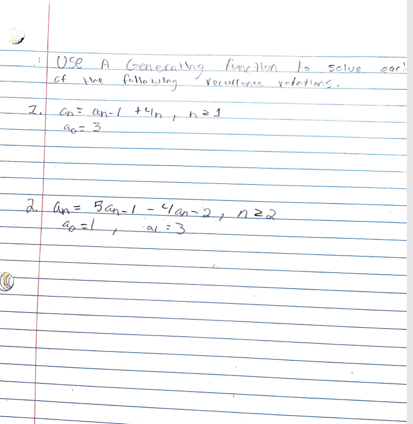 Solved DISCRETE MATH- use a generating function to solve | Chegg.com